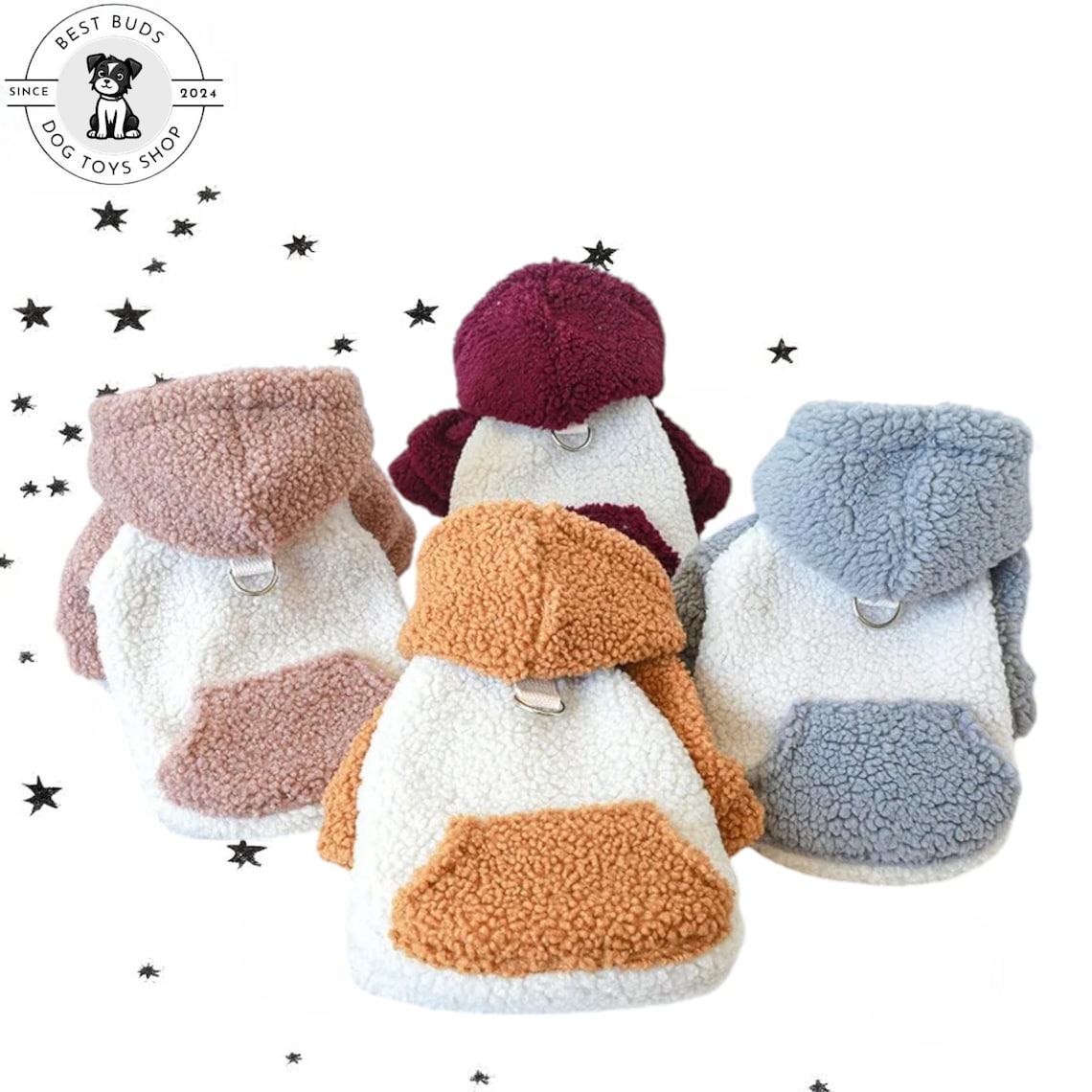 Berber Fleece Dog Hoodie With Buckle – Warm Winter Sweater for Small ...