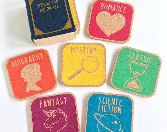 Library Genre Coasters - Set of 6 / Librarian / Librarian Gift / Book ...