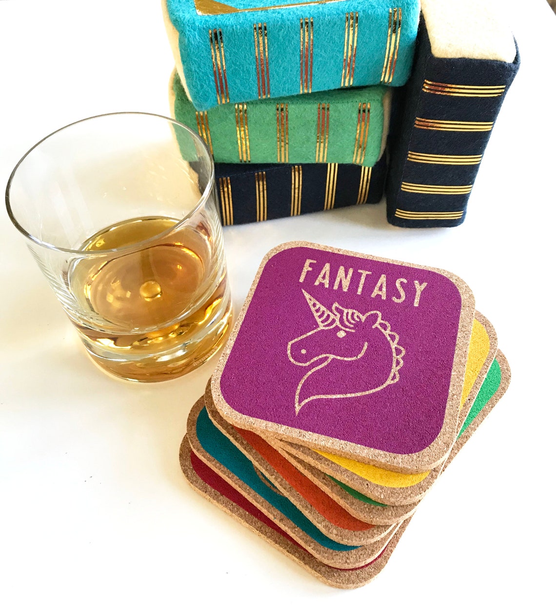 Library Genre Coasters Set of 6 / Librarian / Librarian Gift | Etsy