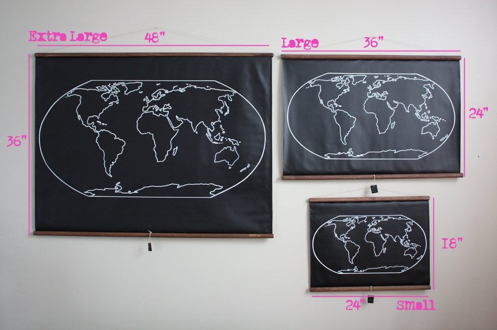 Chalkboard World Map SMALL SIZE // Travel Map // Geography - Etsy