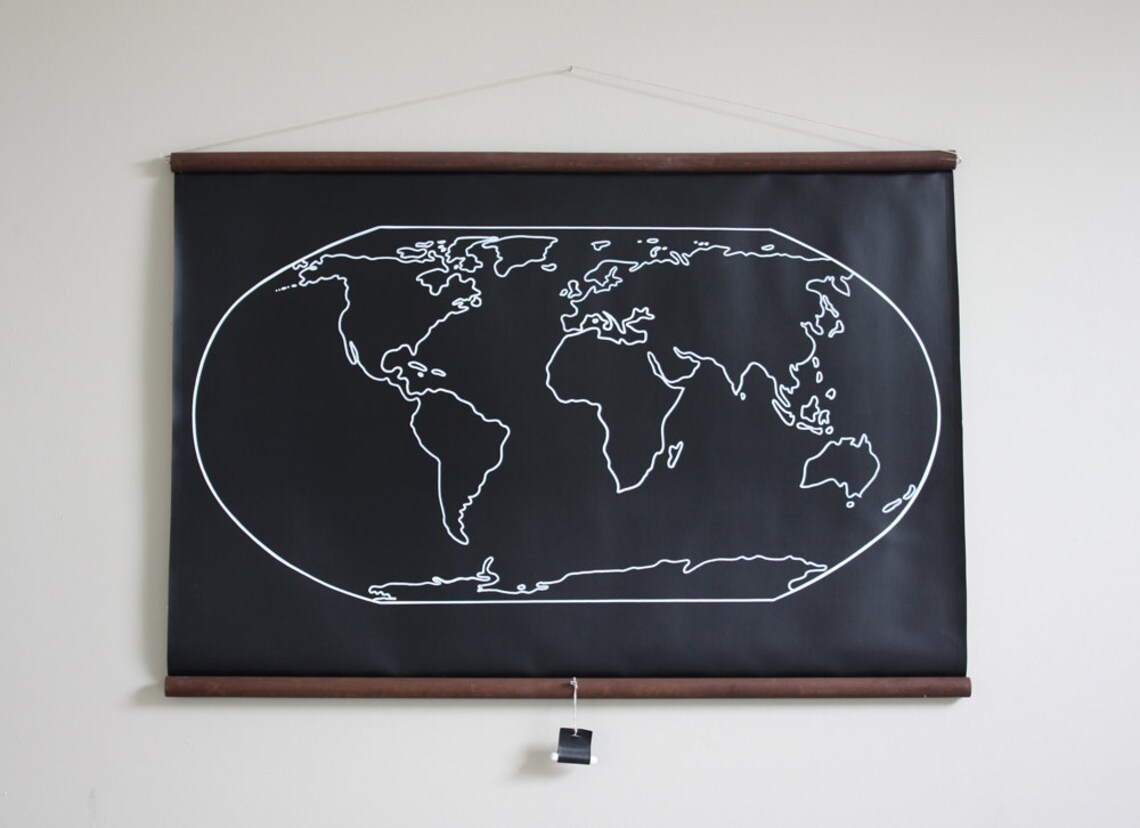 Chalkboard World Map - LARGE SIZE // Travel // World Map // Large World ...