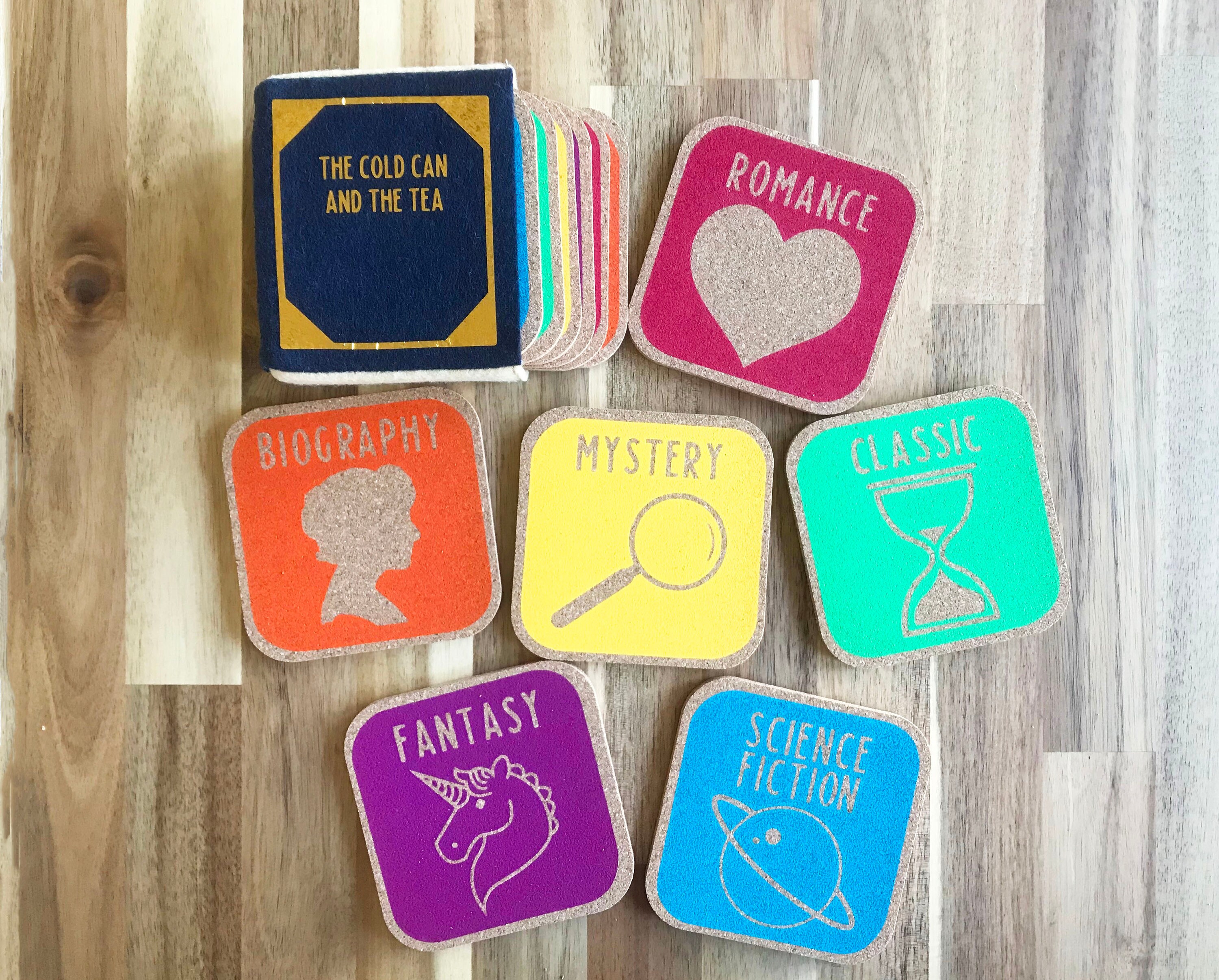 Library Genre Coasters Set of 6 / Librarian / Librarian Gift | Etsy