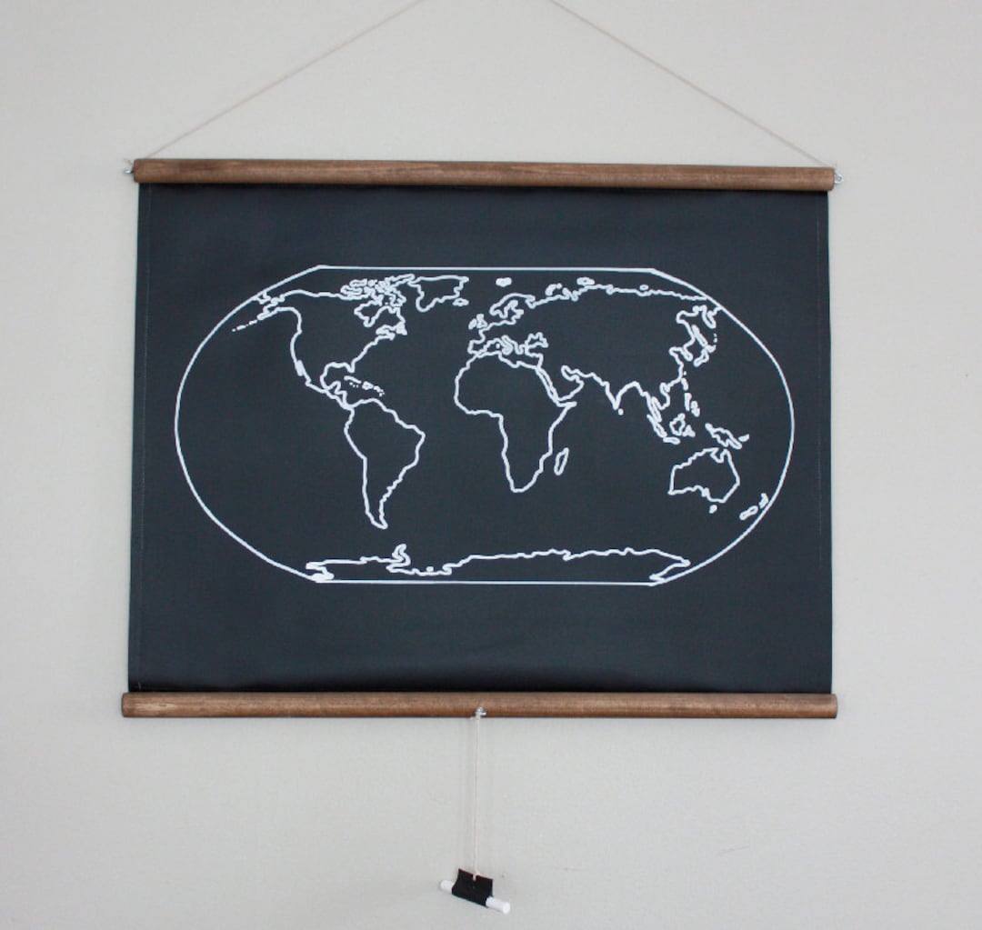 Chalkboard World Map - SMALL SIZE // Travel Map // Geography // Globe ...