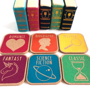 Library Genre Coasters - Set of 6 / Librarian / Librarian Gift / Book ...