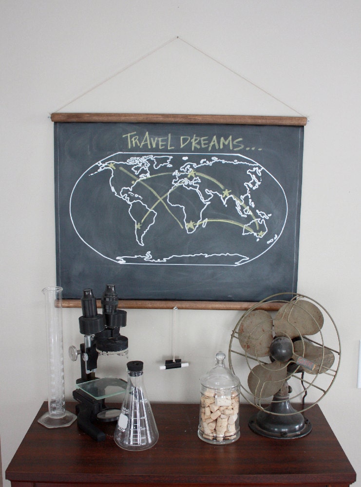 Chalkboard World Map - SMALL SIZE // Travel Map // Geography // Globe ...