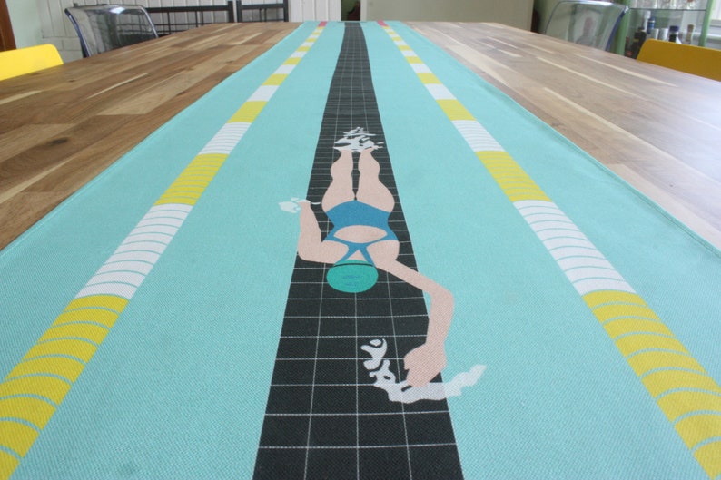 Summer Table Runner / Pool / Swimming / Swimmer / Colorful / - Etsy