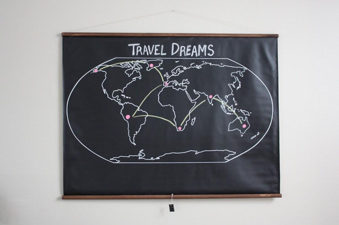 Chalkboard World Map - EXTRA LARGE SIZE // Travel Map // Geography ...