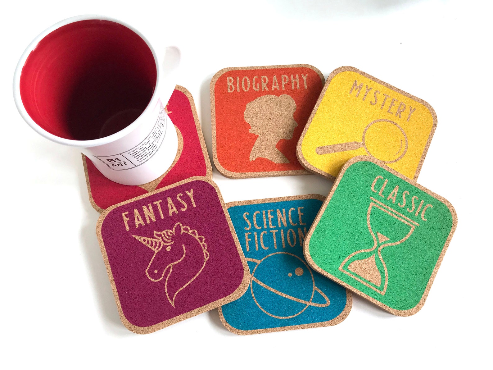 Library Genre Coasters - Set of 6 / Librarian / Librarian Gift / Book ...