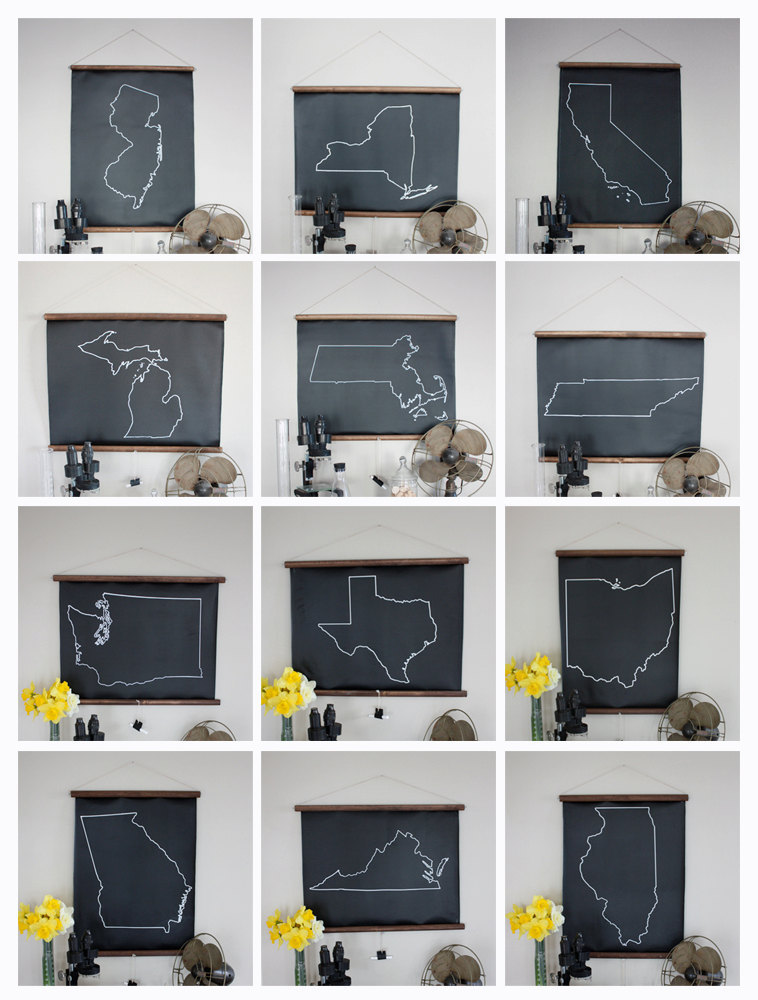Chalkboard State Maps // Custom State Map Decor // 50 States | Etsy
