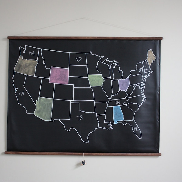Chalkboard Map - Etsy