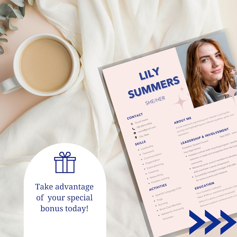 Modern Sorority Resume Template - Boost Your Recruitment Game! Canva ...