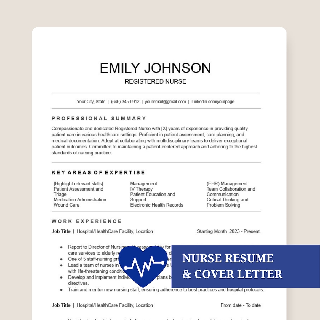 Nurse Resume Template and Cover Letter | Editable, Ats-friendly | Word ...