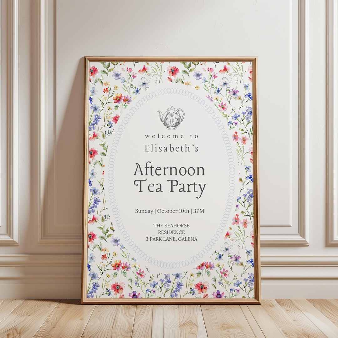 Personalized Afternoon Tea Party Welcome Sign: Wildflower Bridal Shower ...