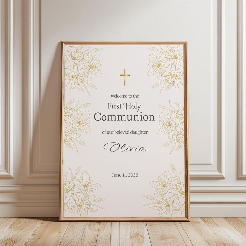 First Communion Welcome Sign Printable, Communion Party Decor Girl ...