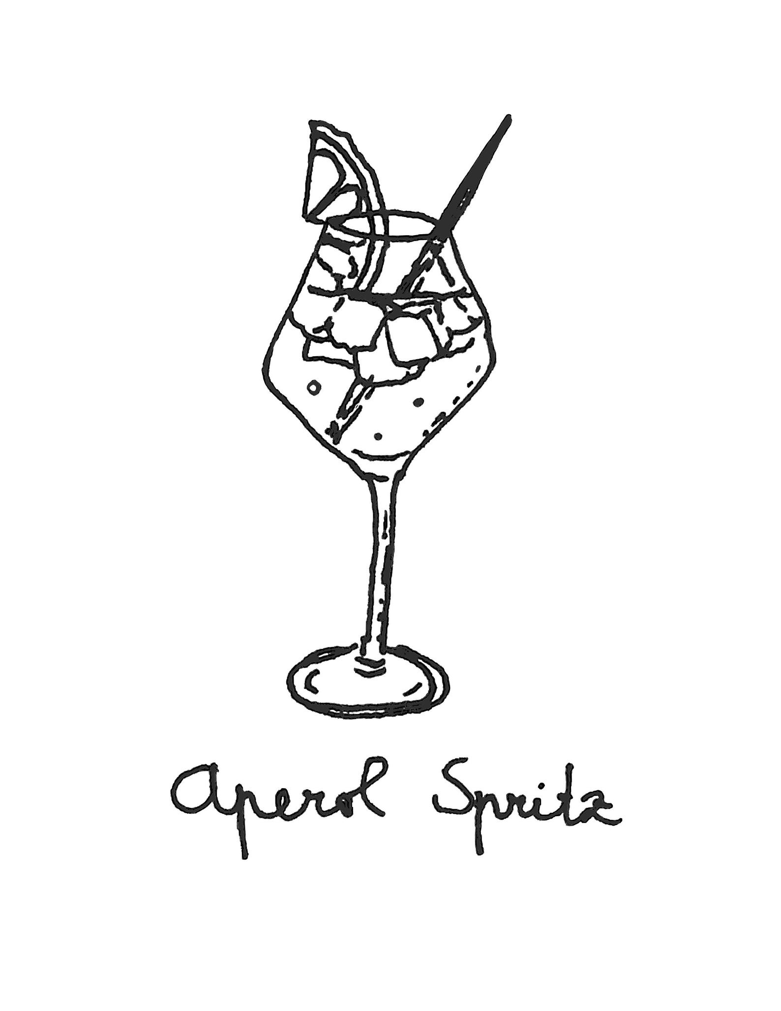 Hand Drawn Cocktail Drink Aperol Spritz Illustration Drink Icons Bar ...