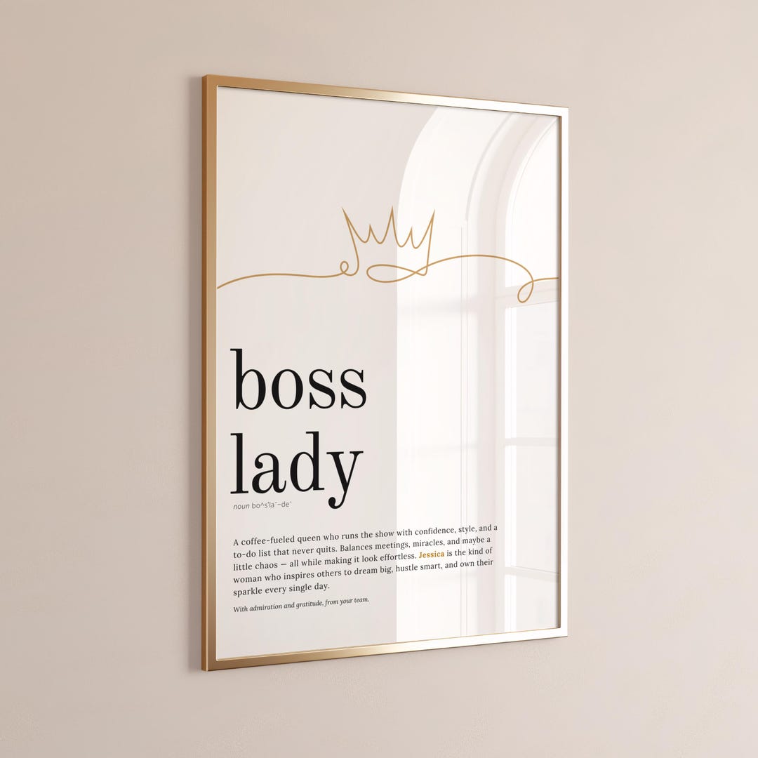 Personalized Lady Boss Poster, Gift for Woman Entrepreneur, Empowering ...