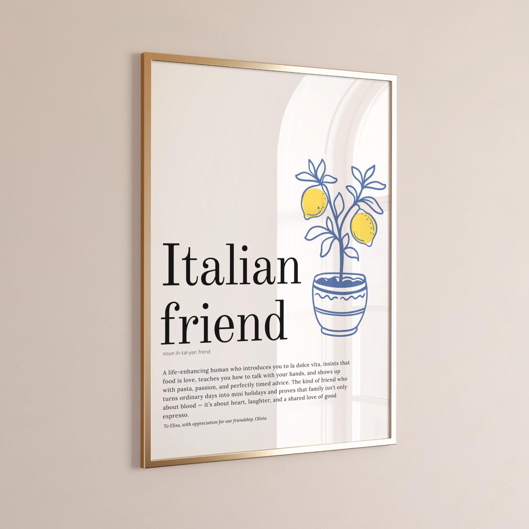 Italian Friend Definition Print, Personalized Gift for Best Friend ...