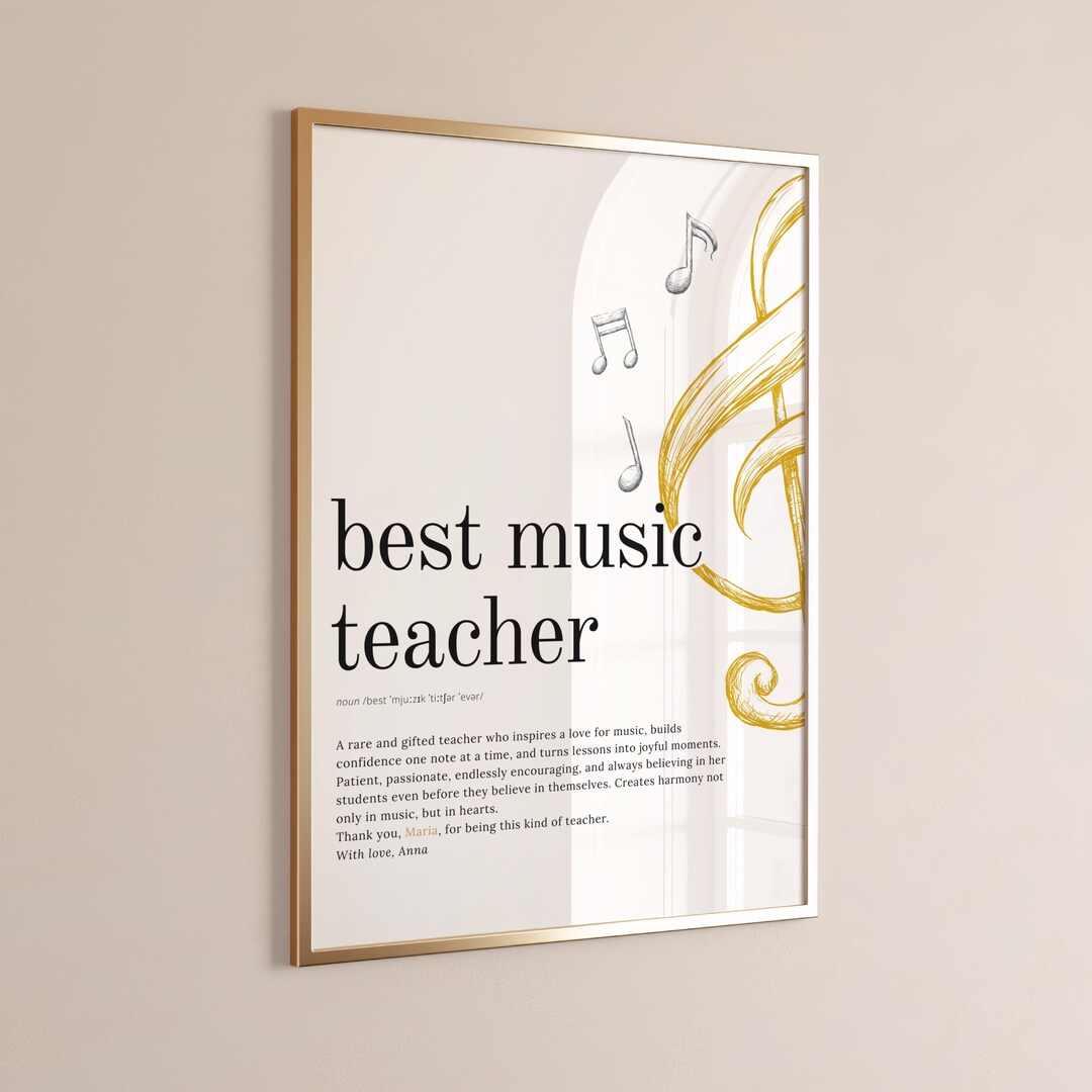 Personalized Best Music Teacher Poster, Music Teacher Gift, Teacher ...