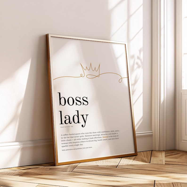 Personalized Lady Boss Poster, Gift for Woman Entrepreneur, Empowering ...