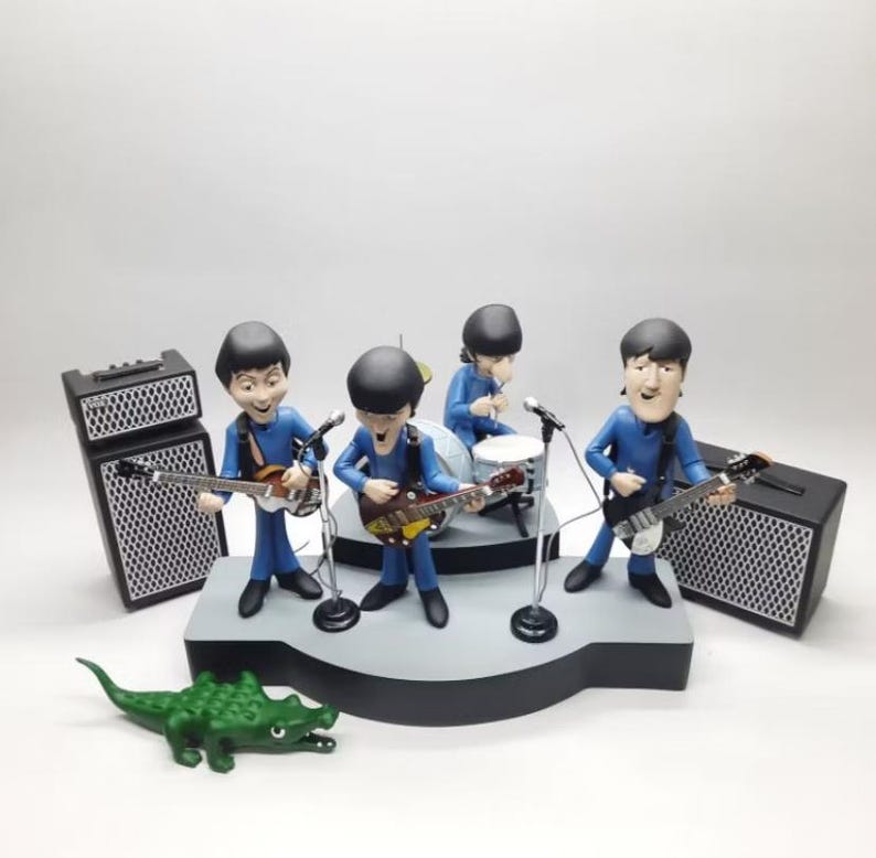 Handmade Miniature Beatles Band Set With Crocodile – Resin Display ...