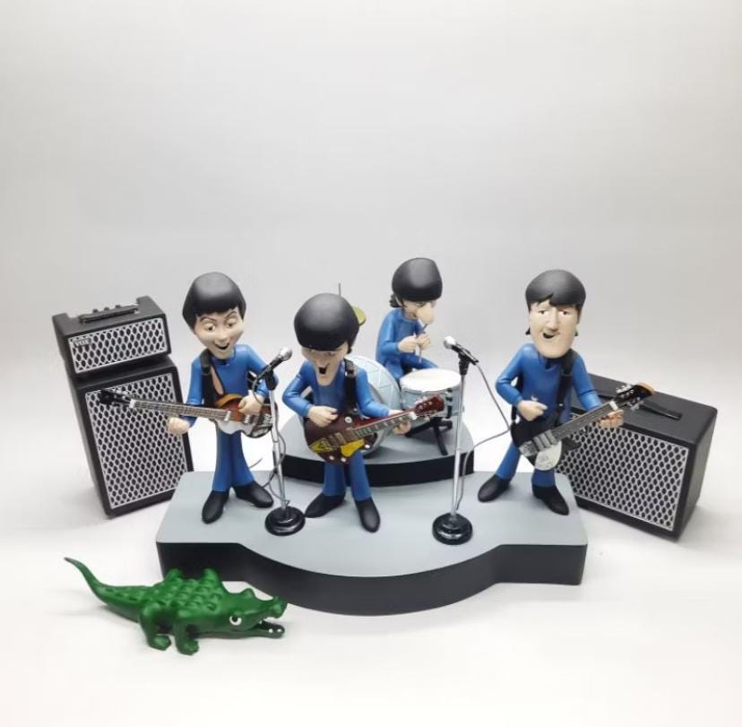 Handmade Miniature Beatles Band Set With Crocodile – Resin Display ...