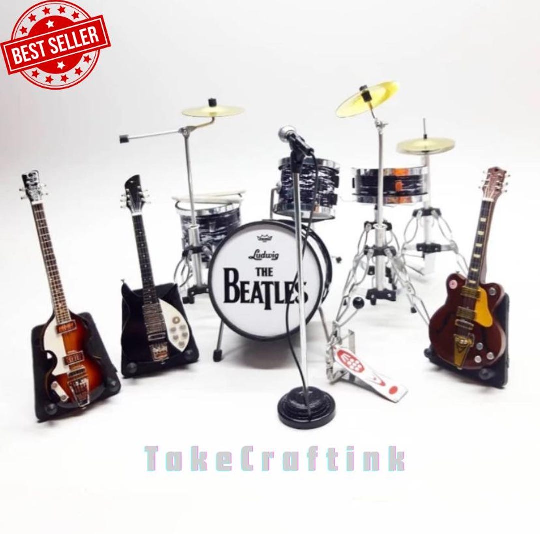 Popular Beatles Miniature Drum Set 1/6 Scale Musical Instrument Replica ...