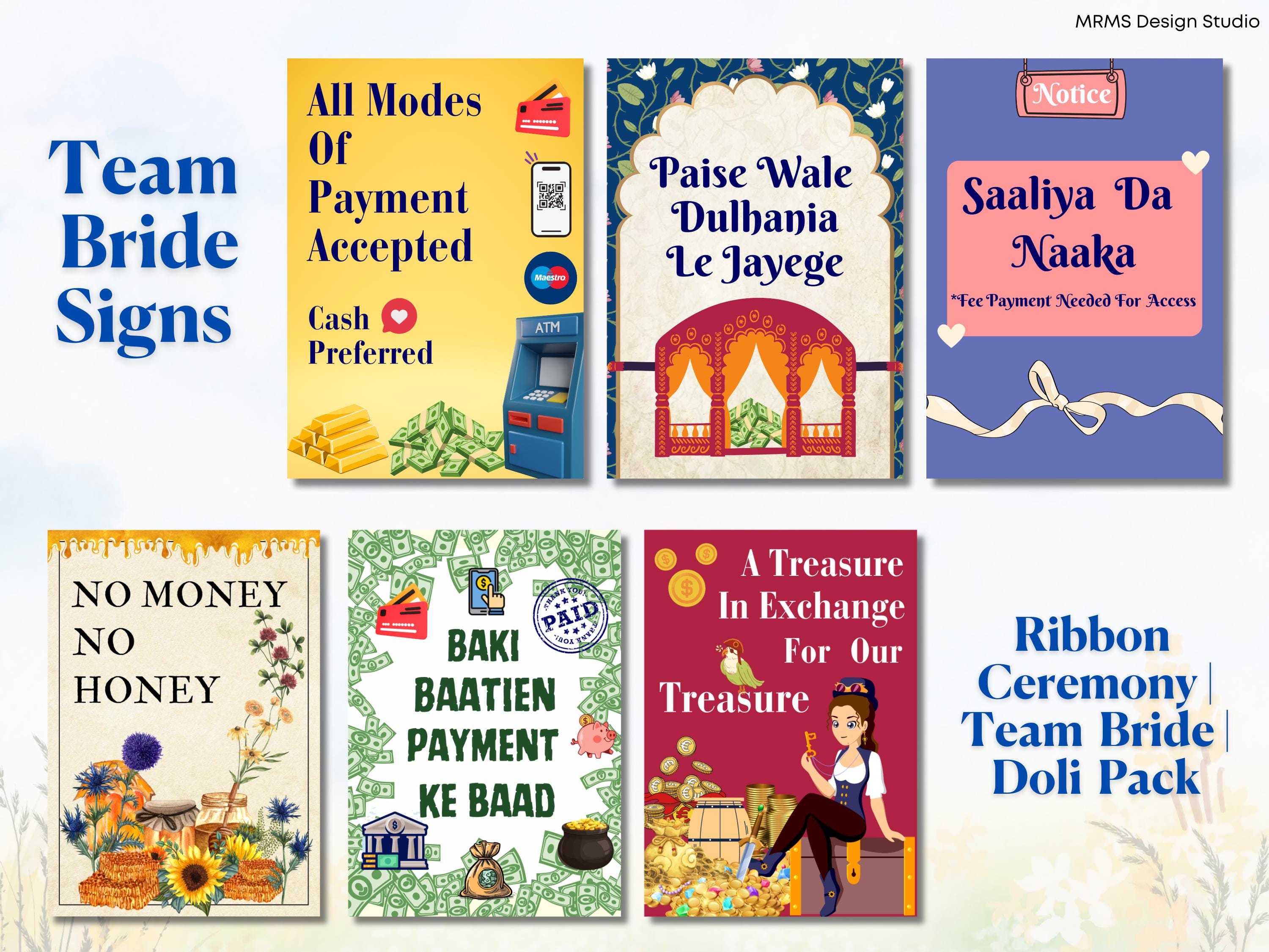 Ribbon Ceremony, Team Bride Signs, Team Bride Props, Indian Wedding ...