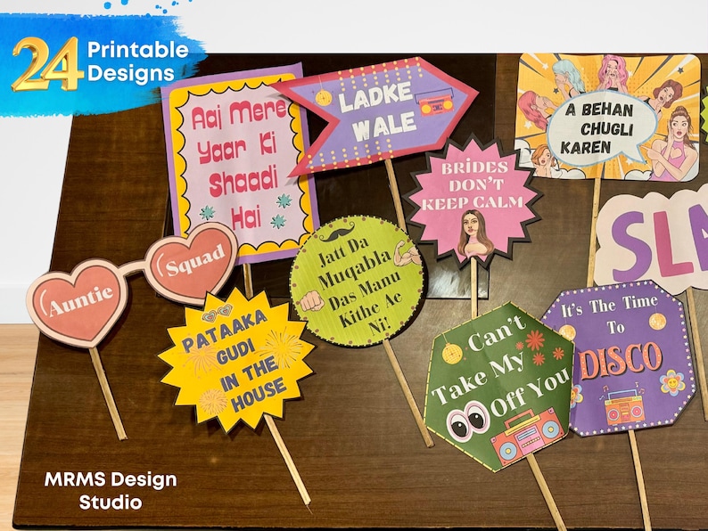 Punjabi Photobooth Props, Indian Wedding Customisable Funky Gen Z Props ...
