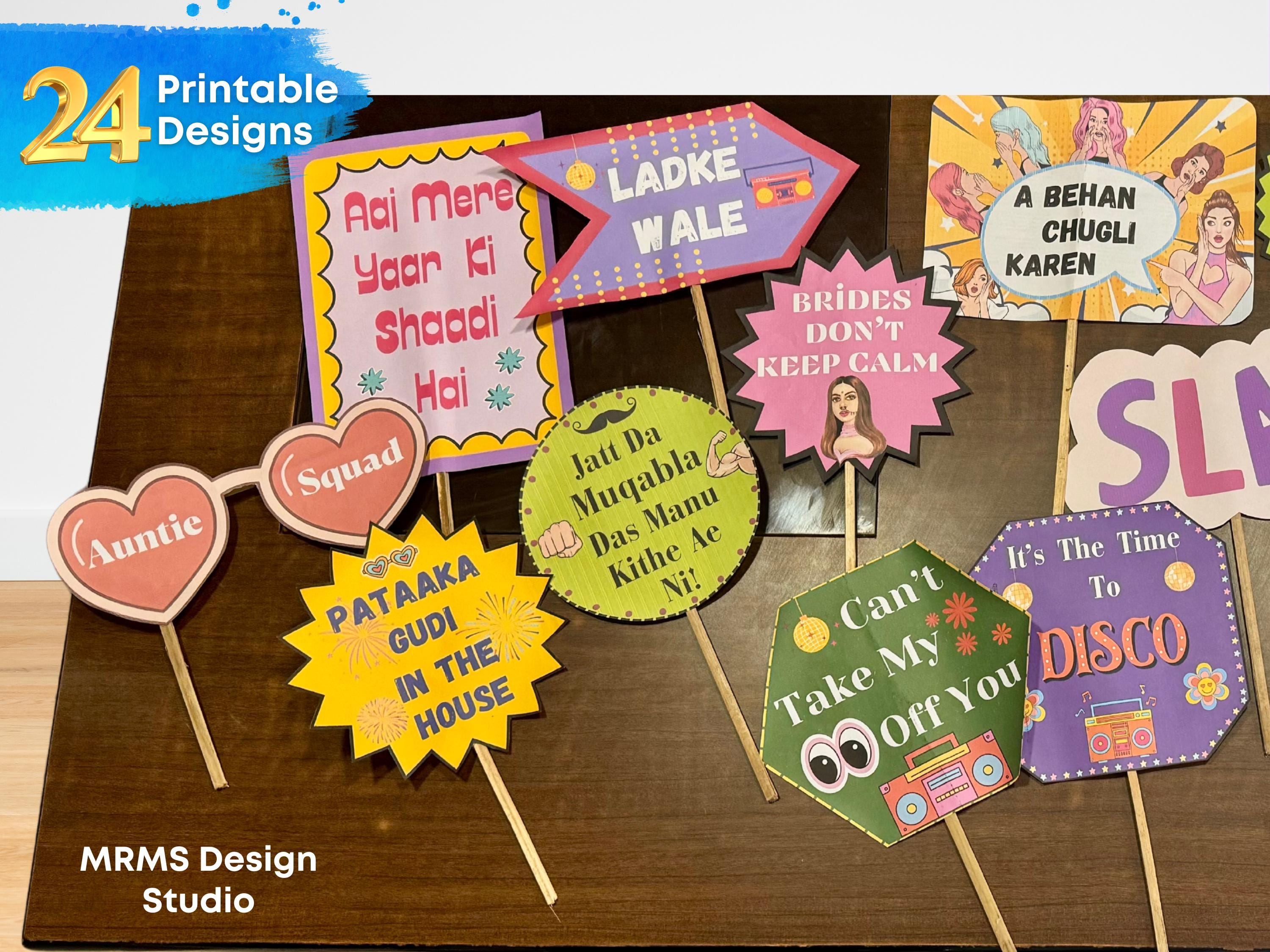 Punjabi Photobooth Props, Indian Wedding Customisable Funky Gen Z Props ...