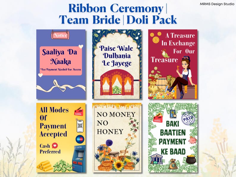 Ribbon Ceremony, Team Bride Signs, Team Bride Props, Indian Wedding ...