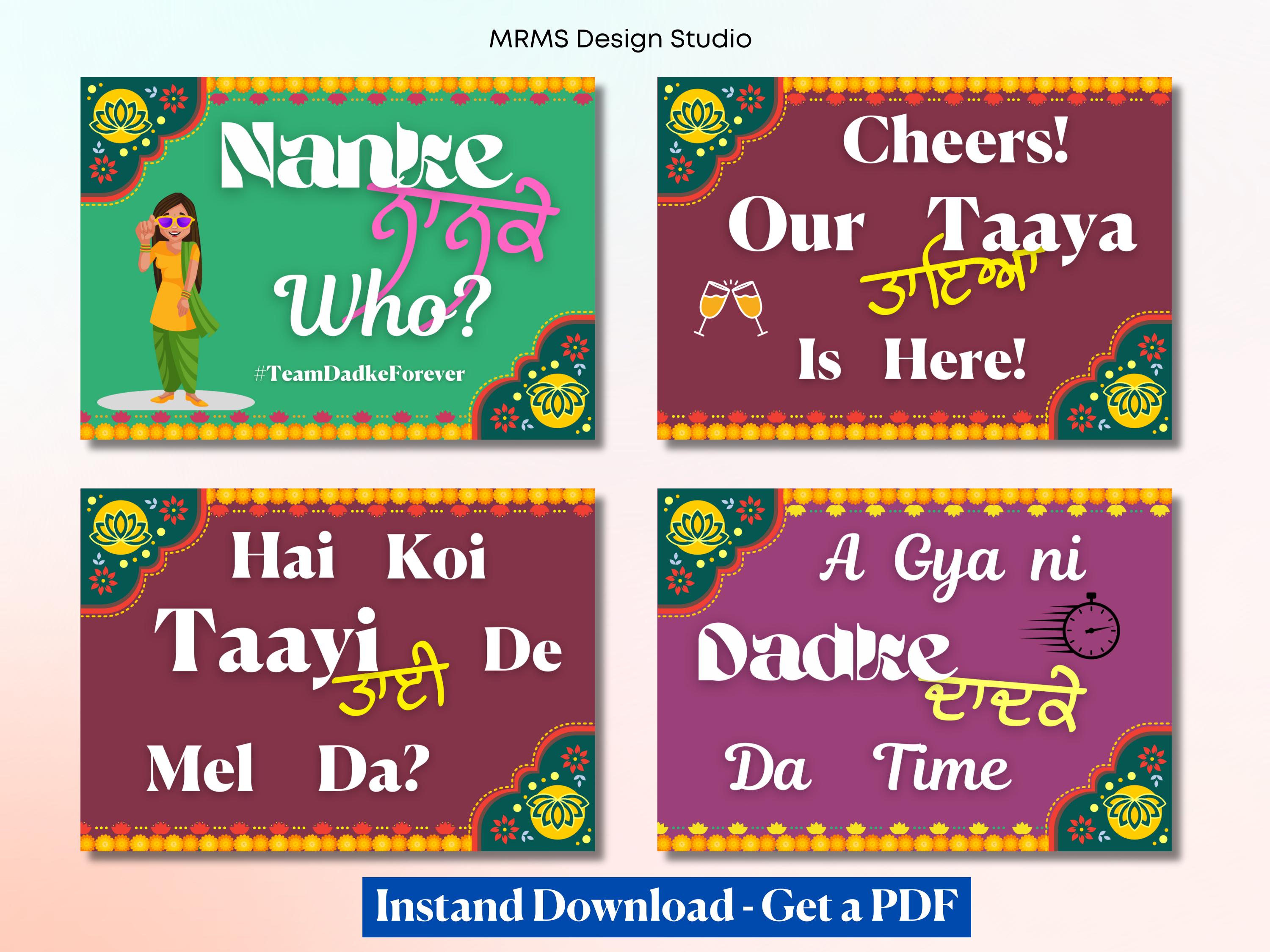 Nanka Mel & Dadka Mel Signs Combo Pack, Nanka Dadka Mel Wedding Props ...
