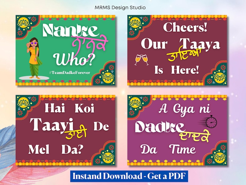 Dadka Mel Digital Props: Indian Wedding Sangeet Signs (PDF & PNG) - Etsy