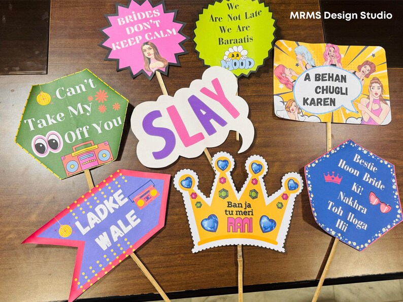Punjabi Photobooth Props, Indian Wedding Customisable Funky Gen Z Props ...