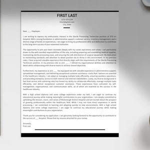 Cover Letter Example for Sterile Processing Technician Job Position (no ...