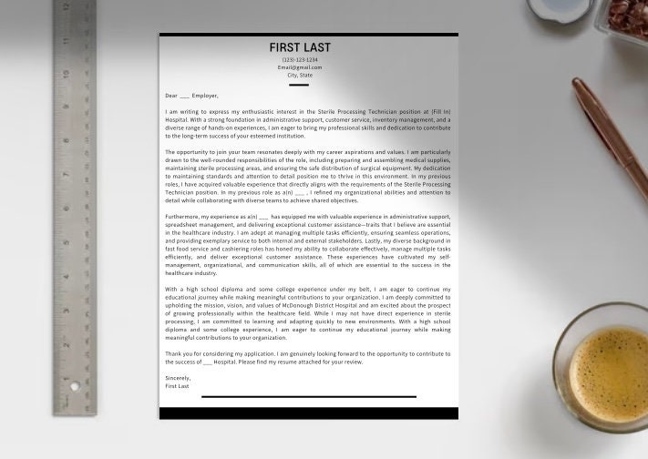 Cover Letter Example for Sterile Processing Technician Job Position (no ...