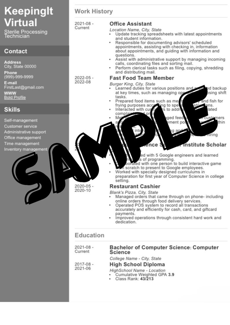 Resume (NO TEMPLATE) Personalized Example With Extracurricular Examples ...