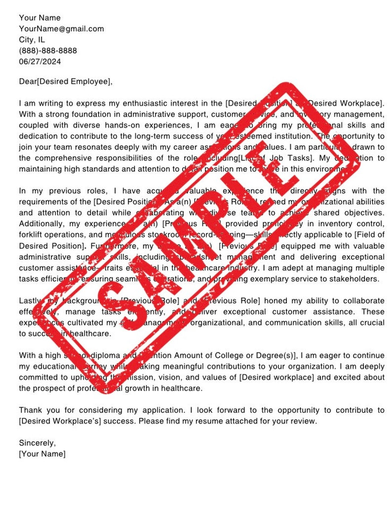 5 Basic Completed Cover Letter Templates for Jobs INCLUDING No ...