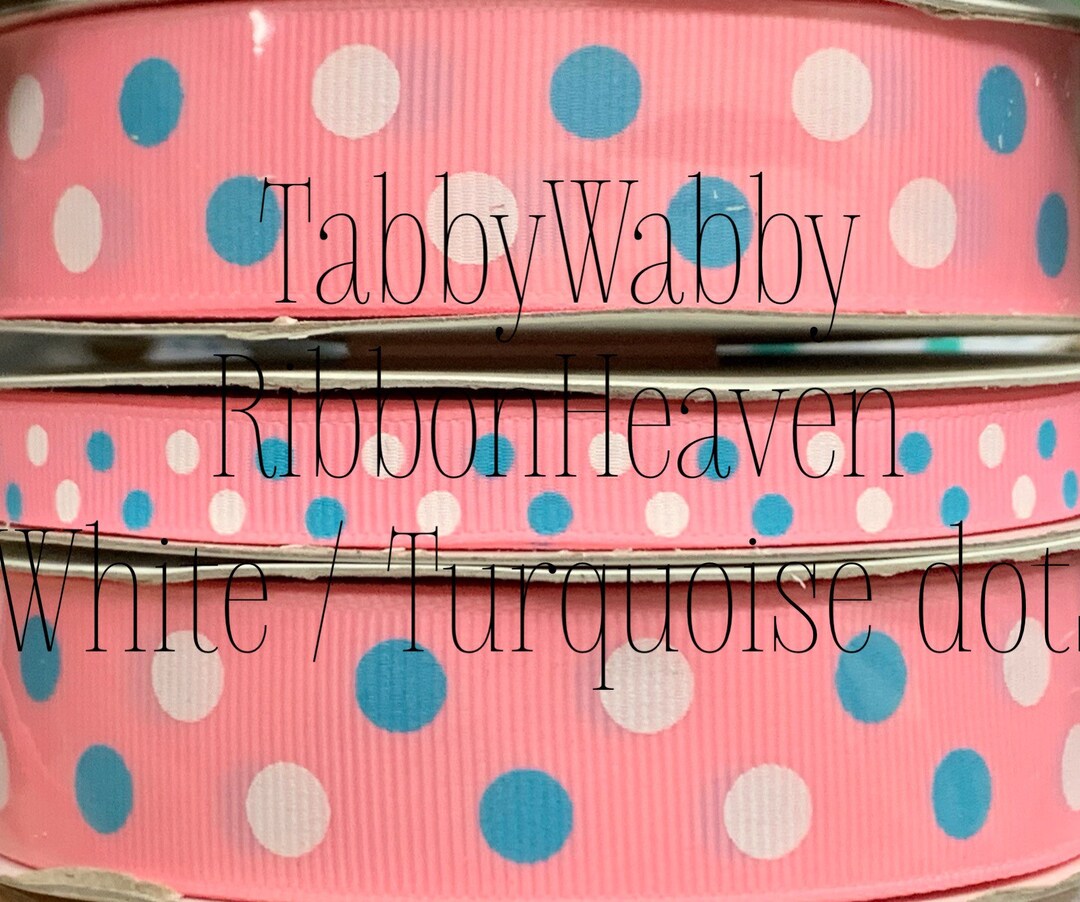Custom Polka Dots Turquoise & White on Pink 5 Yards 3/8 - Etsy