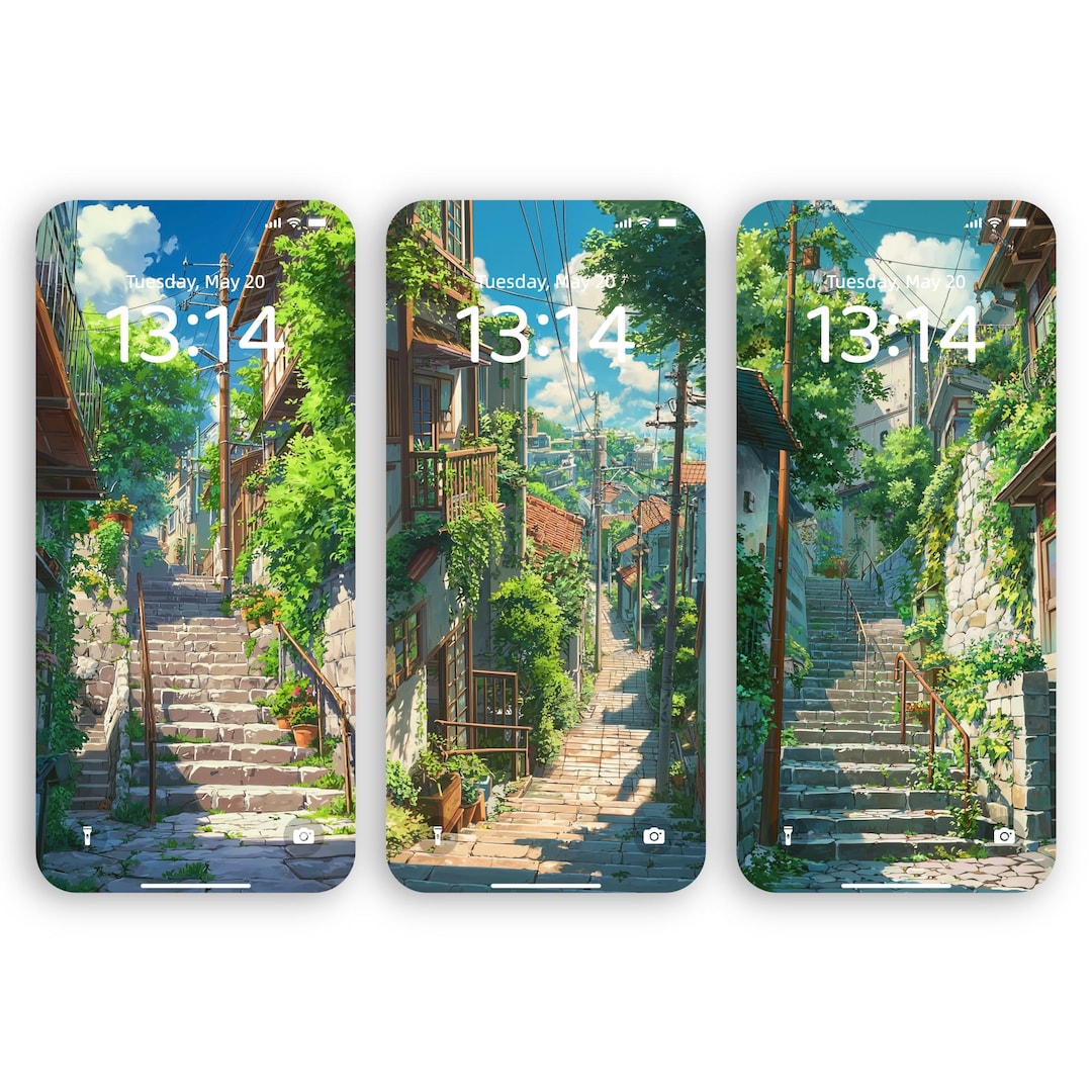 Ghibli-inspired Phone Wallpaper: Quiet Alley Street (digital Download ...