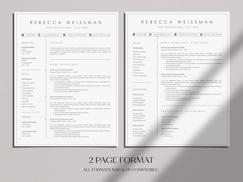 Simple Modern Resume Template | Word, Apple Pages & Google Docs ...