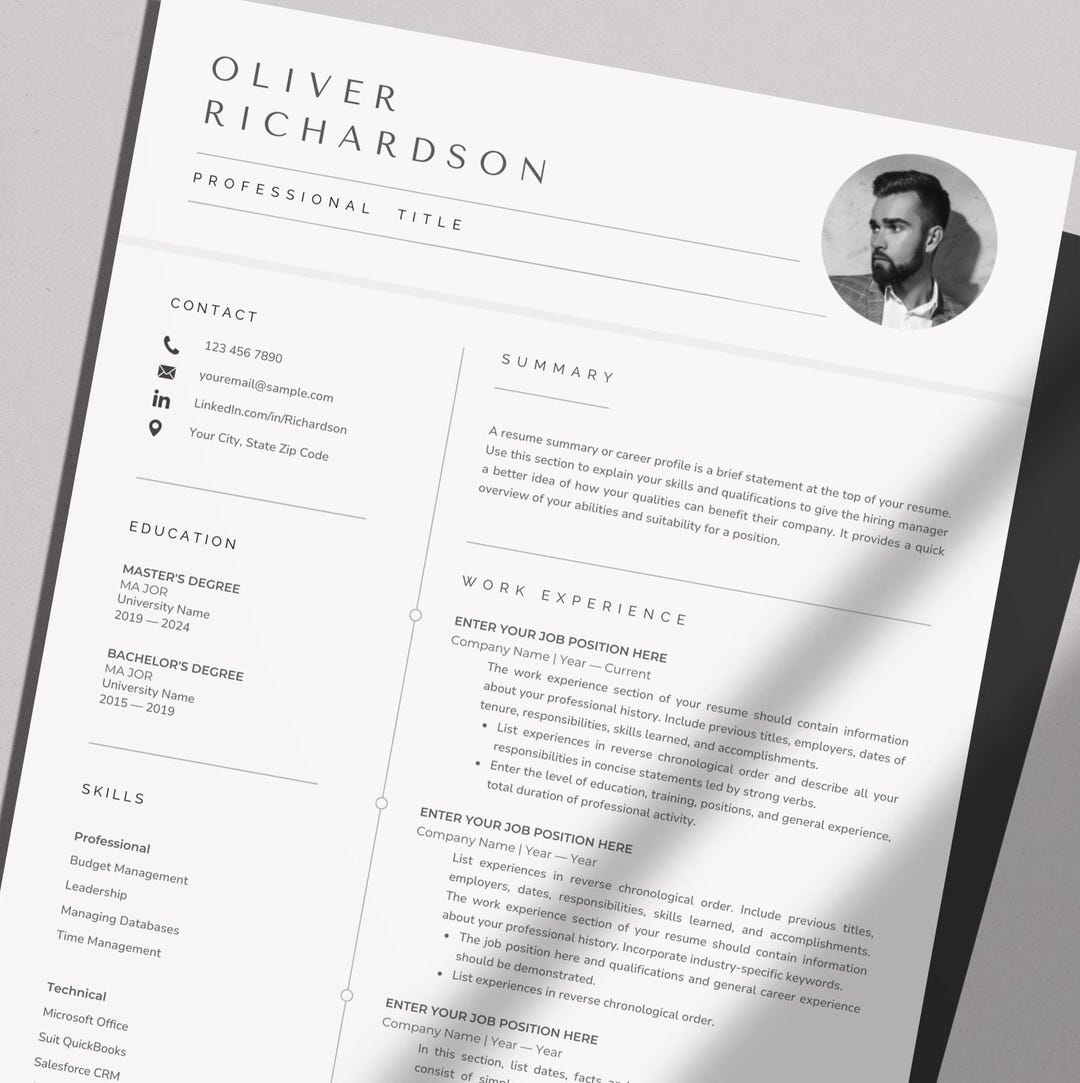 Google Docs Resume Template With Photo | Modern Professional Resume ...