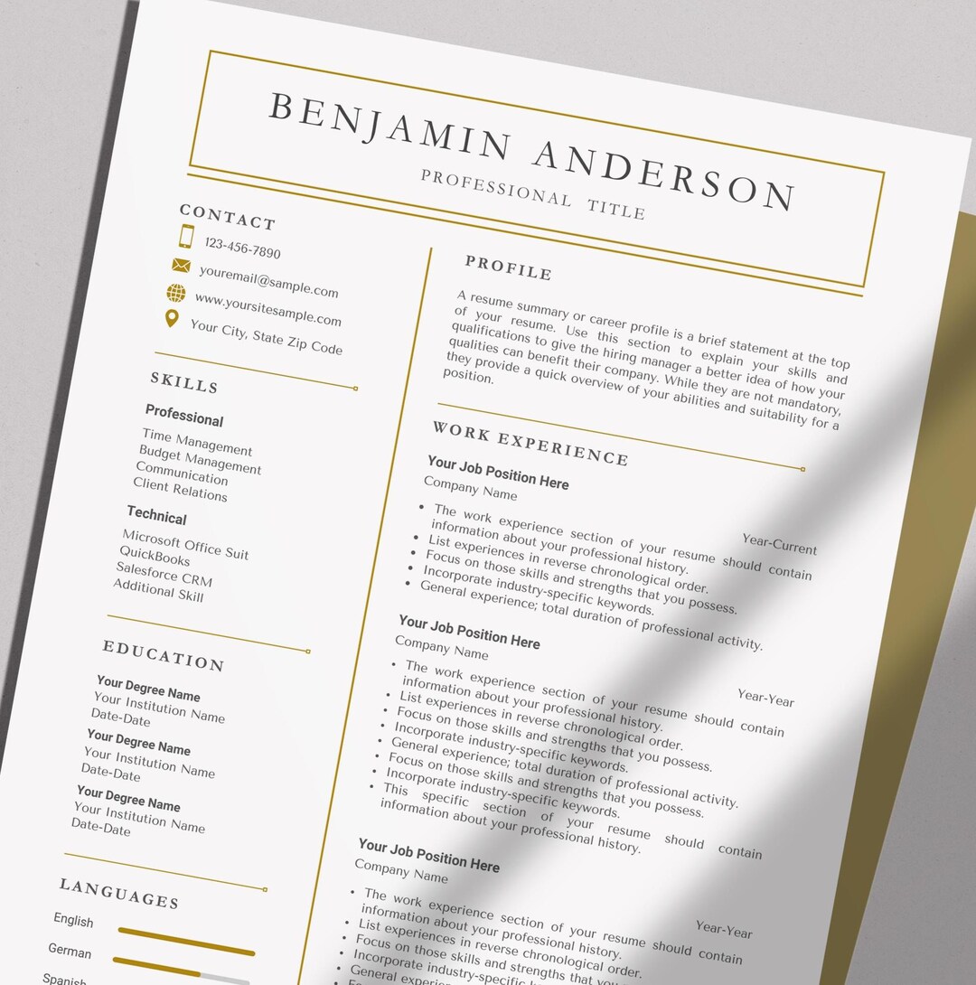 Google Docs Resume Template | Modern Professional Clean CV | Editable ...