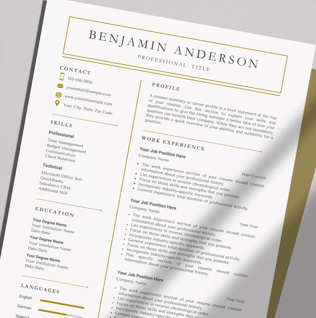 Word Resume Template | Modern Clean Resume Template | Word CV Template ...
