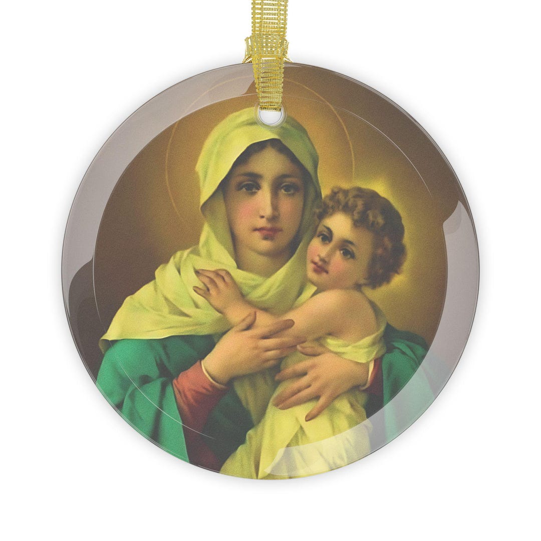 Our Lady of Schoenstatt Catholic Glass Ornament, Mary Queen of Heaven ...