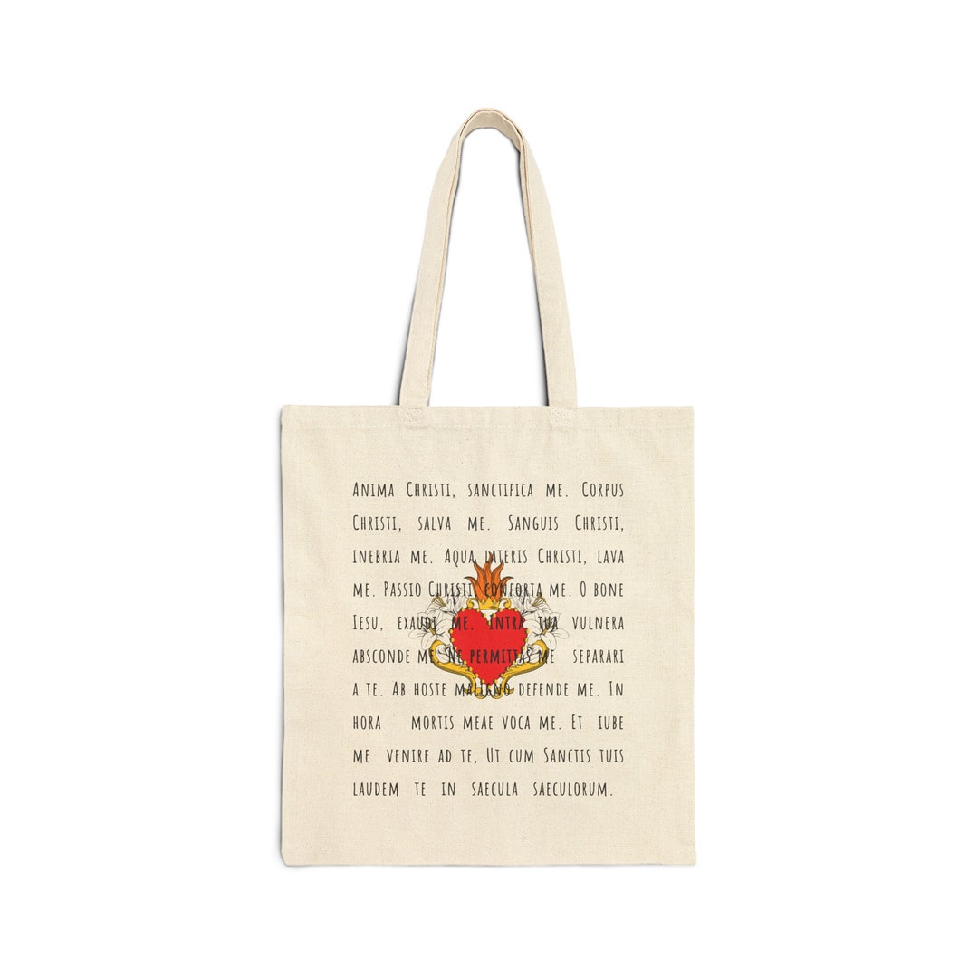 Catholic Prayer Tote Bag Anima Christi Church Shoulder Bag, Religious ...