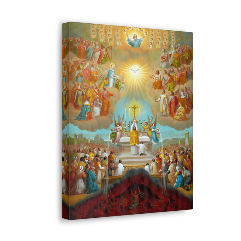 The Communion of the Saints Canvas, Catholic Mass Art, the Mass in ...