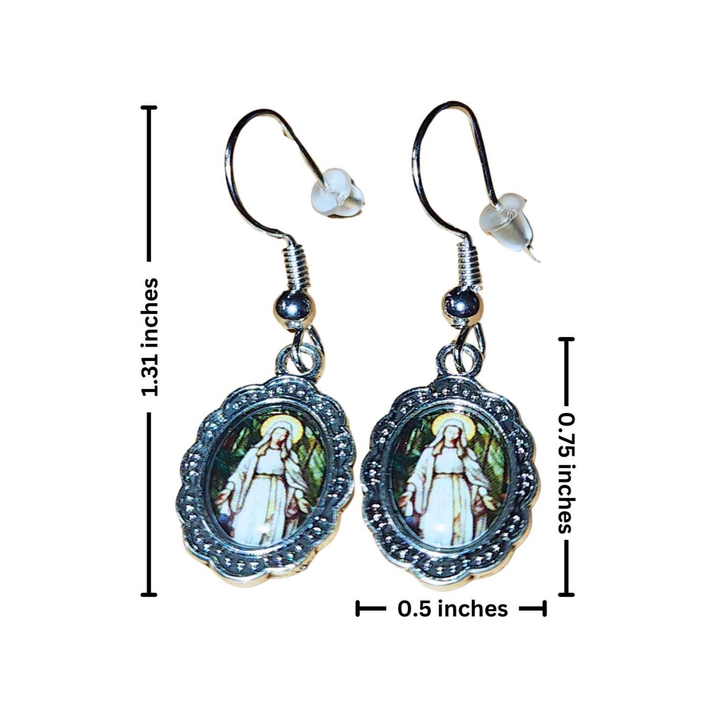 Our Lady of Champion Dangle Earrings, Mary Catholic Hook Earring ...