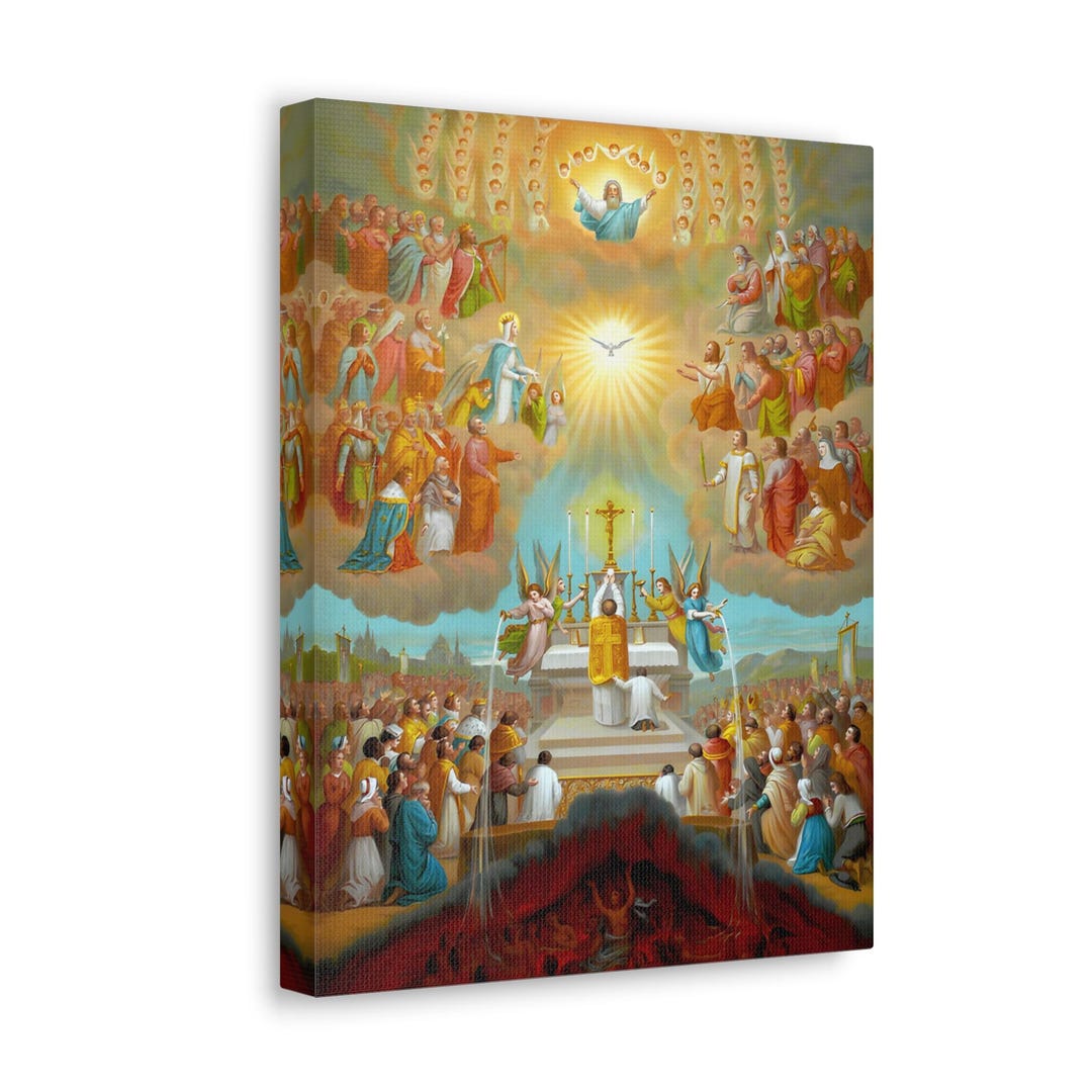 The Communion of the Saints Canvas, Catholic Mass Art, the Mass in ...