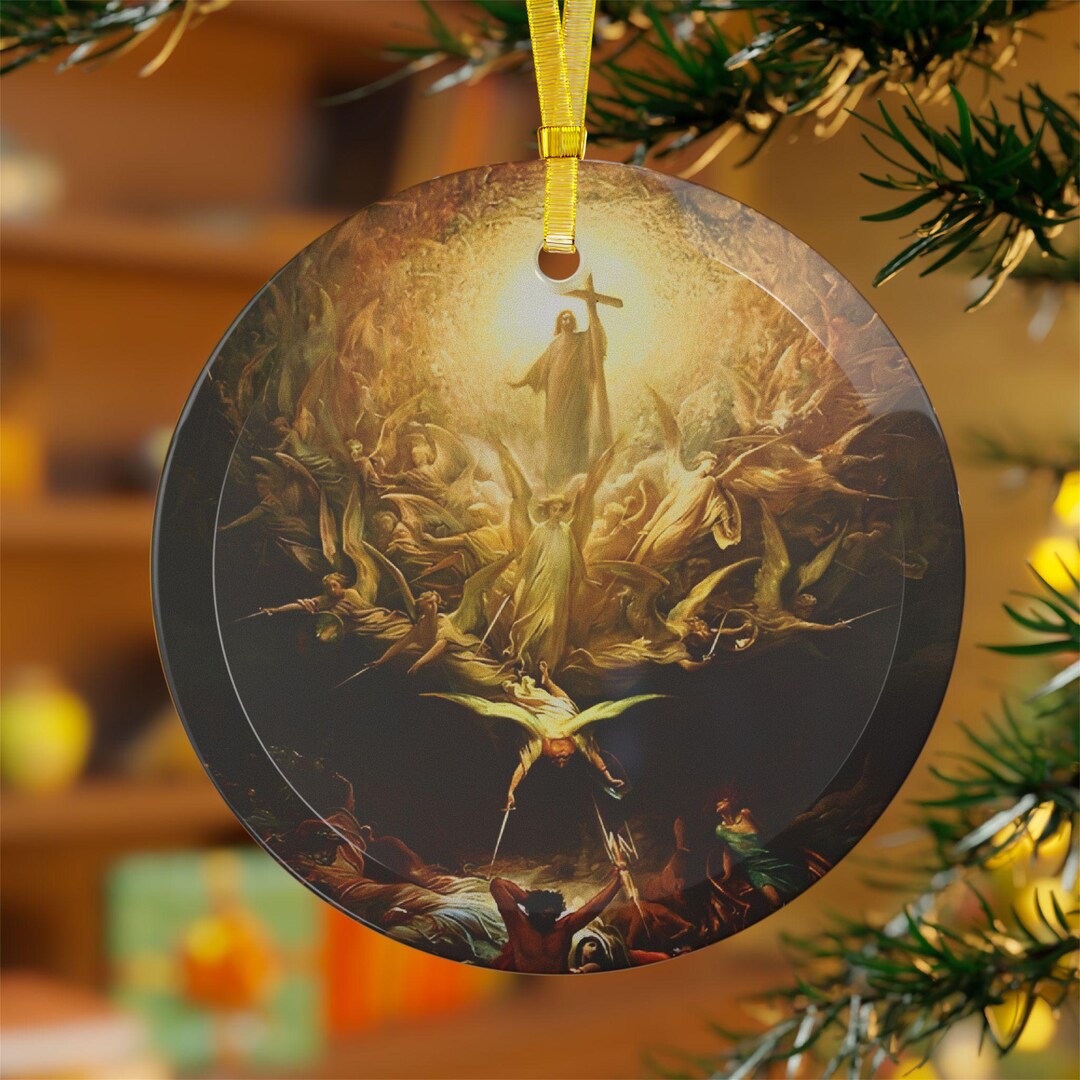 Triumph Over Paganism Catholic Glass Christmas Ornament, Religious ...