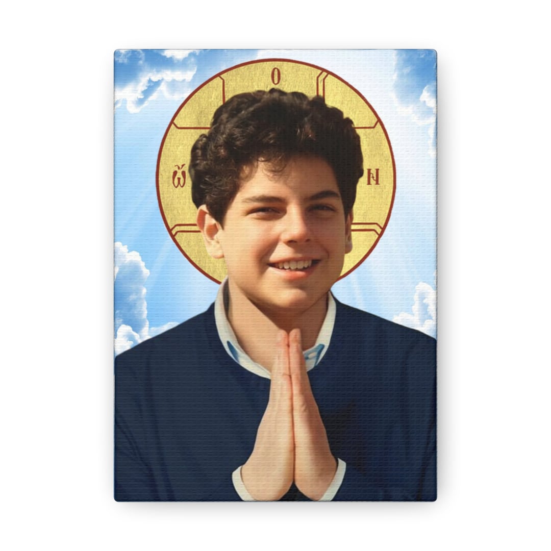 Saint Carlo Acutis Catholic Canvas, Blessed Carlo Acutis Print ...